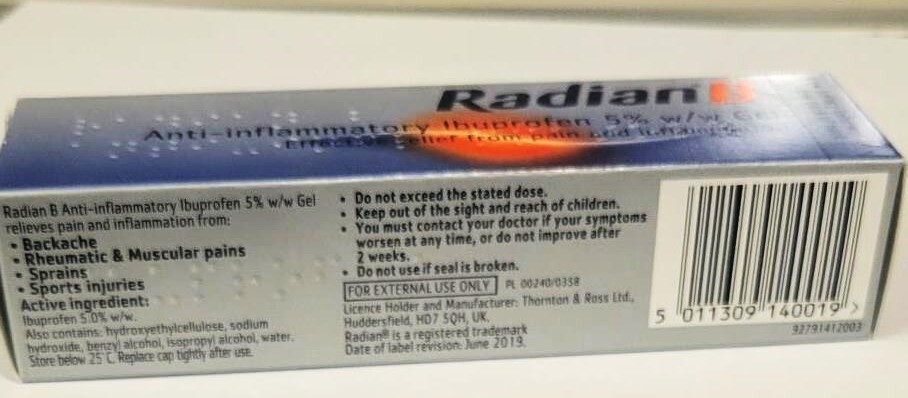 Ibuprofen Topical Gel Radian B Rapid Relief Back Rheumatic Arthritis ...