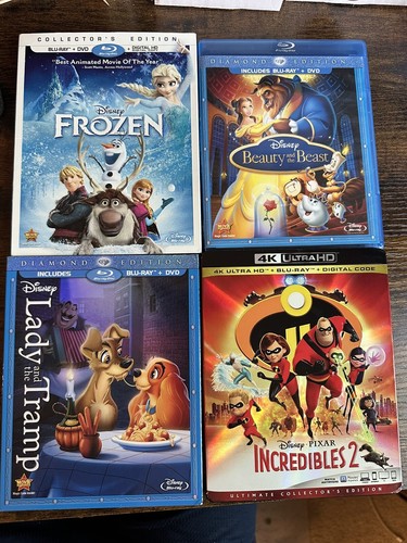 4K Blu-Ray 4 movie Lot Disney Pixar Frozen Beauty & the Beast ...