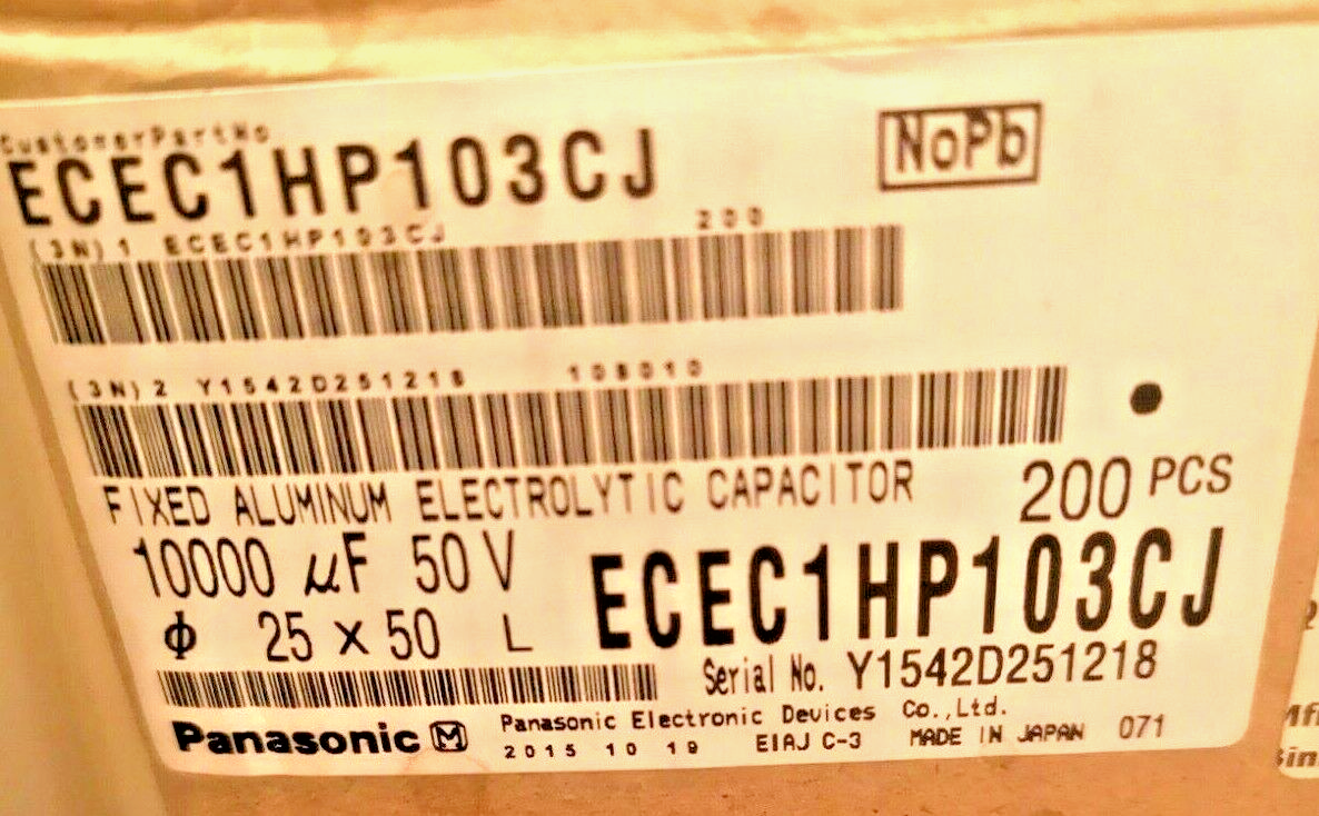 2X Genuine Panasonic 10000uF 50V Fixed Aluminium Electrolytic Capacitor ...