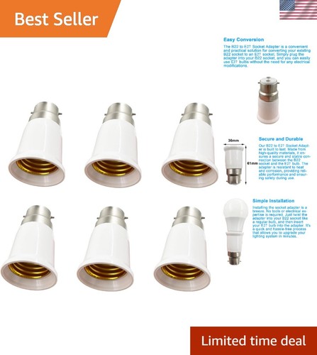 Energy-Efficient 6-Pack Bayonet Cap to Edison Screw Adapters for ...