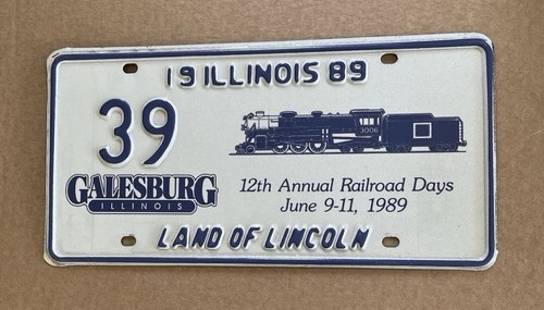 1989 Illinois License Plate Railroad Caboose Crossing Low Number 39 | eBay
