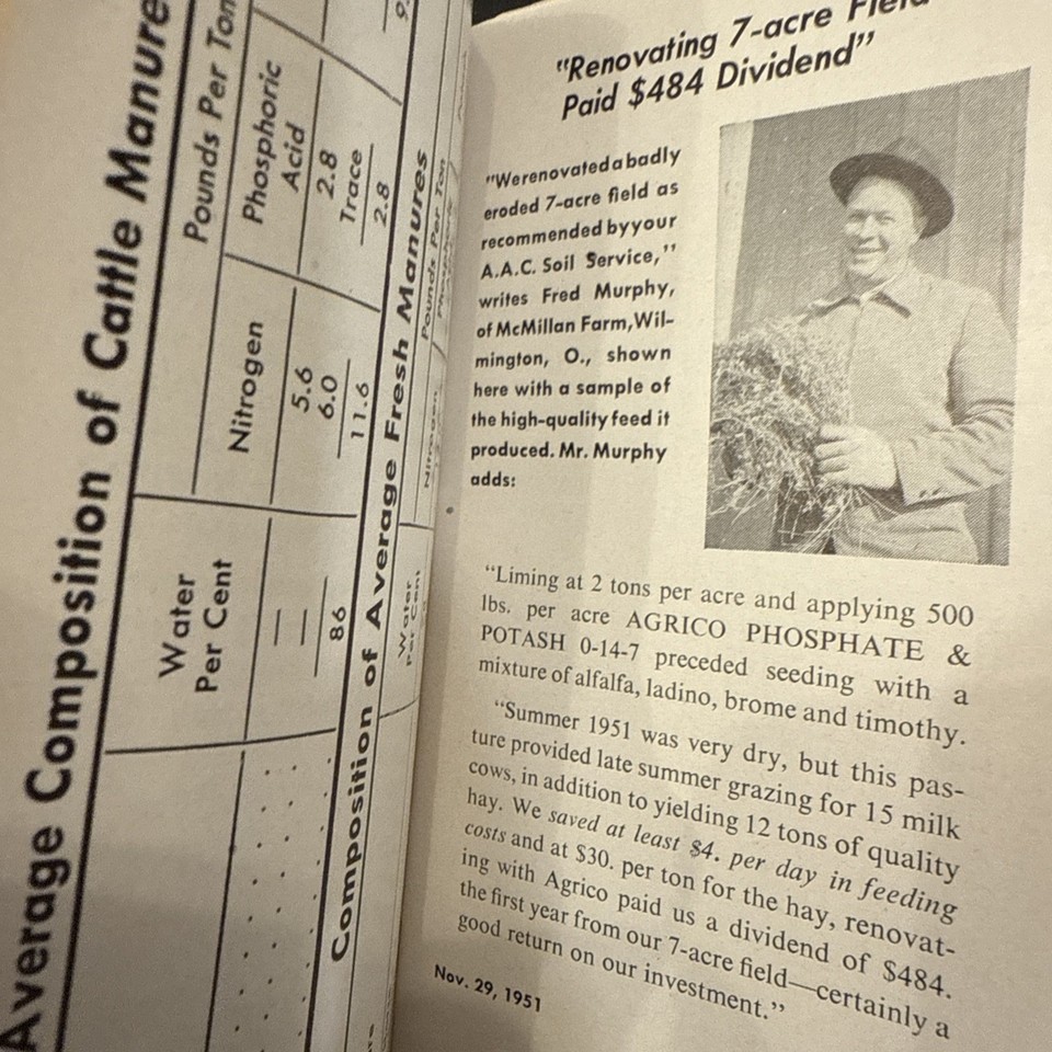 Agrico Memo Book Vintage 1949 Agricultural Fertilizer Seed Notes on ...