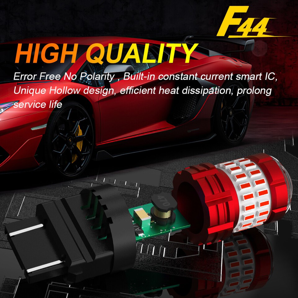 4X 3157 3156 3057 4157 LED Red Brake Stop Tail Light Bulbs Flash Strobe ...