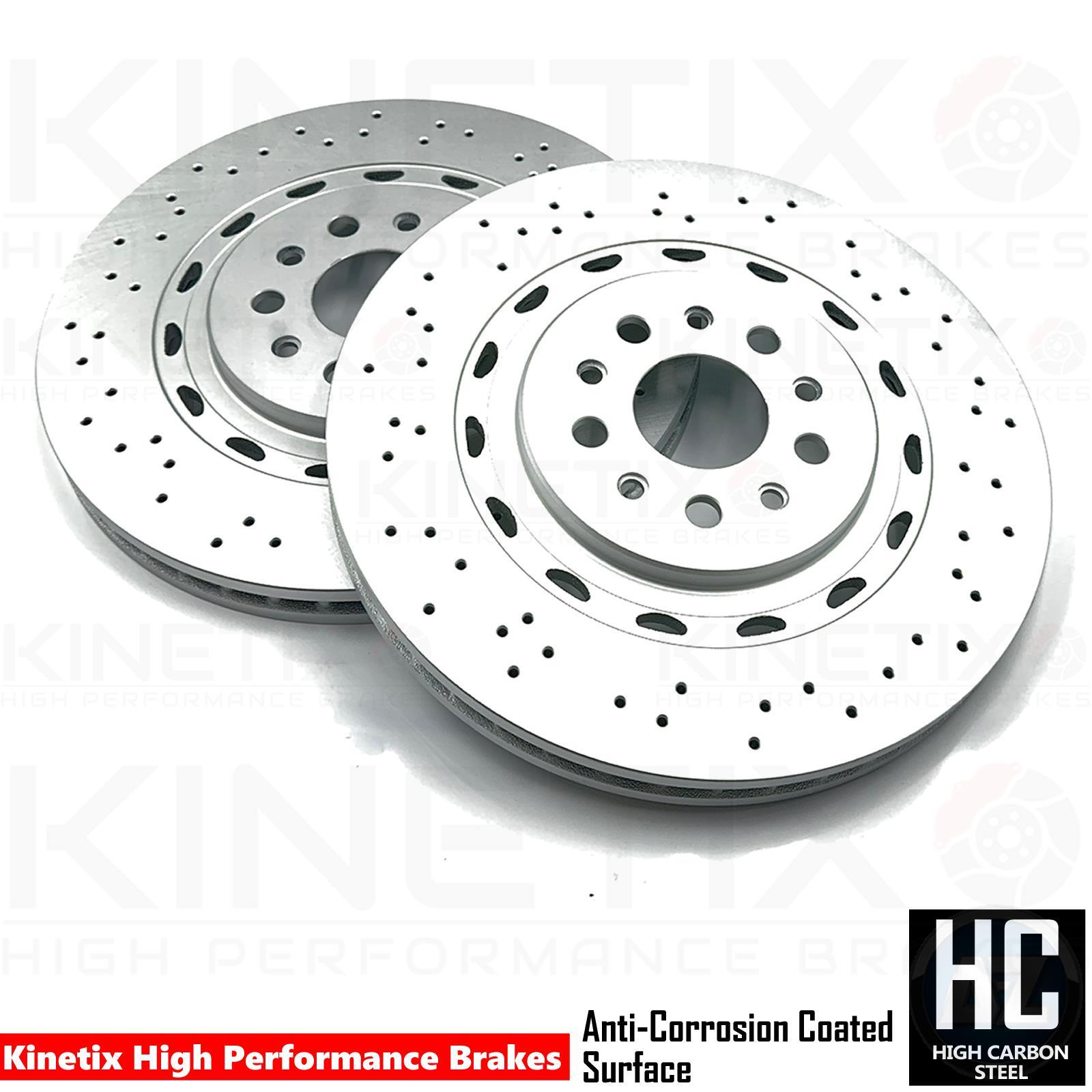 FOR MASERATI GHIBLI 2013- FRONT DRILLED BRAKE DISCS APEC PADS SENSOR ...