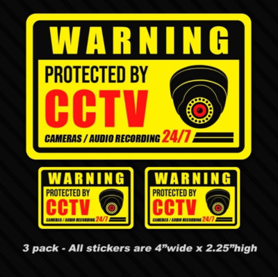 Security camera stickers video audio CCTV protected warning ...