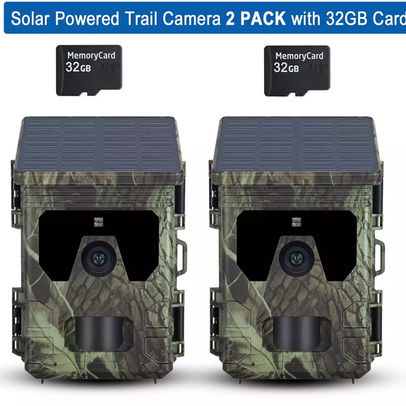 1/2 Pack Trail Camera Solar 50MP 4K Hunting Game Wildlife Cam Night ...