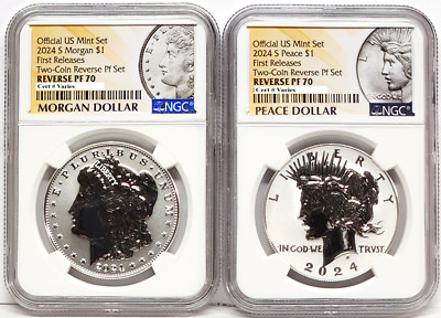 2 coin 2024 morgan peace reverse proof silver dollar set ngc rp70 fr mp ...