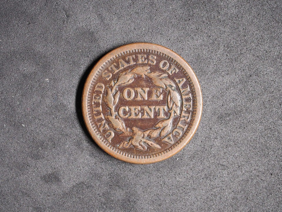 1855 upright 55 Braided Hair Large Cent 1c US mint copper coin | eBay