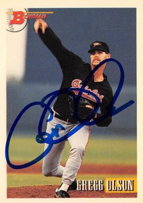 Gregg Olson autographed baseball card (Baltimore Orioles) 1993 Bowman ...
