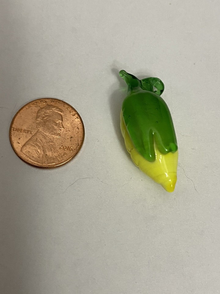 Hand Blown Glass Figurine Handmade Miniature Bead Pendant Corn Cob L | eBay