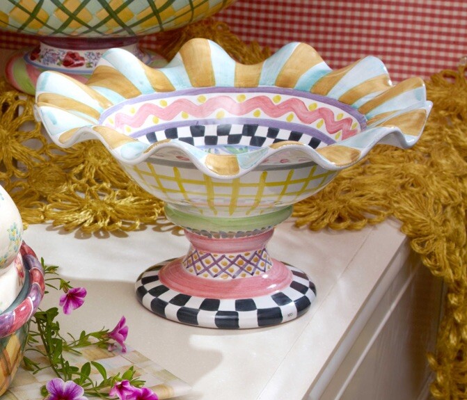 Mackenzie Childs Taylor Fluted Rim Compote-Odd Fellows | eBay