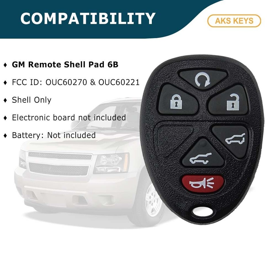 Remote Fob Case Rubber Pad Shell Compatible with GM OUC60270 OUC60221 ...