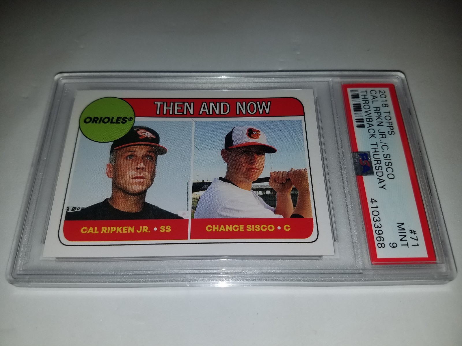2018 Topps TBT #71 Cal Ripken Jr Chance Sisco RC PSA 9 Mint Throwback ...