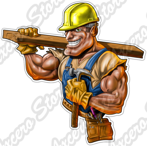 Construction Tough Guy Lumber Carpenter Car Bumper Vinyl Sticker Decal ...
