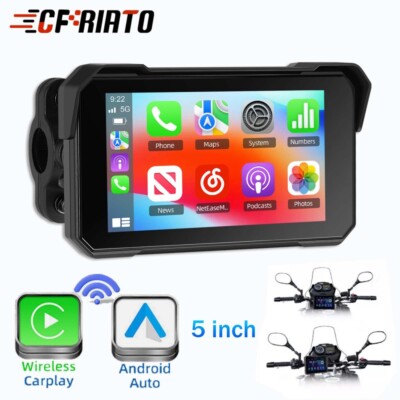 5'' Motorcycle GPS Wireless Portable Carplay/Android Auto Waterproof ...