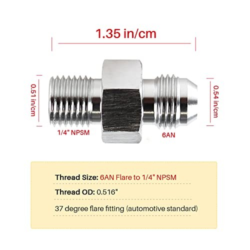 2Pcs Transmission Adapter Fittings 6AN Flare to 1/4" NPSM for TH350 ...