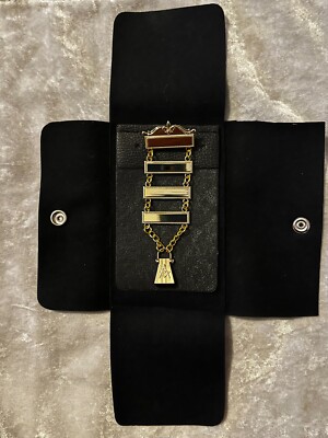 Masonic Lewis Jewels Generational 4 Bar Date Initiation Case Goldtone ...