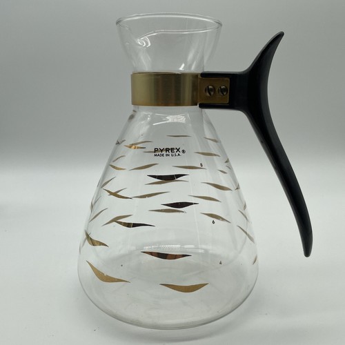 Vintage Mid Century Pyrex Gold Atomic Tiger Eye Coffee Pot Carafe With ...