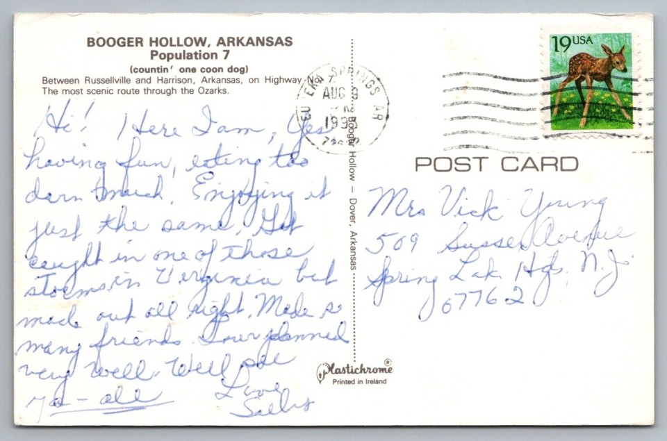 Postcard Booger Hollow Arkansas Population 7 | eBay