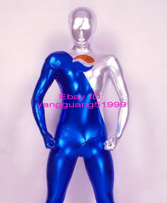 Red and Blue Shiny Metallic Pepsi Catsuit Costume Unisex Pepsi Suit ...