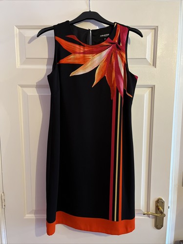 Debenhams Collection Shift Dress 10 Black Orange Pink Colour Block | eBay