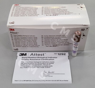 3M ATTEST 1292 Rapid Readout Biological EO Steam Indicators 3-Hour 50 ...