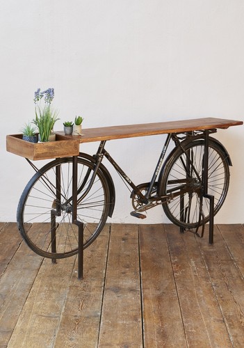 Vintage Bike Table with Wooden Top | eBay