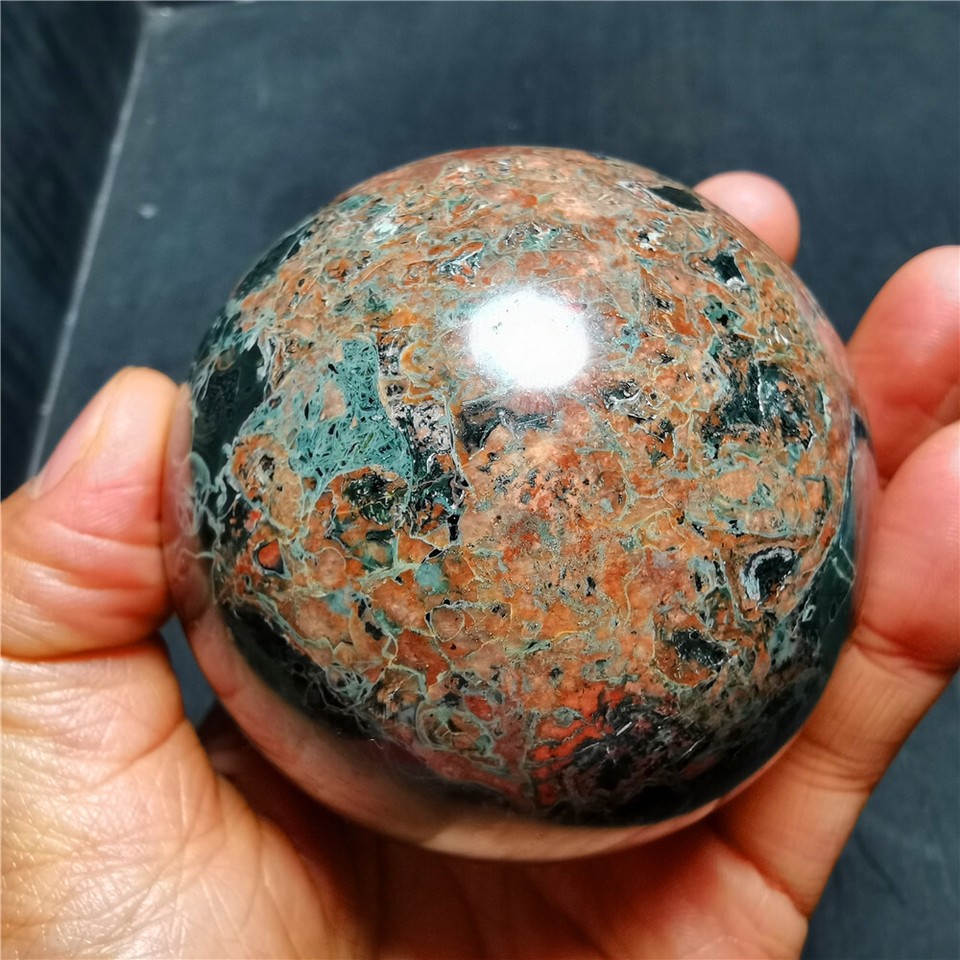 532.9G Natural Polished Cuiyu Chicken Blood agate Crystal BALL Madagascar 6538+ | eBay