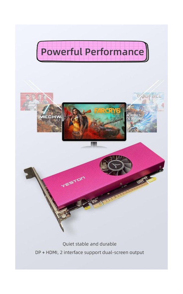 Yeston GeForce RTX 3050 6GB GDDR6 Low Profile Graphics Card for Gaming ...