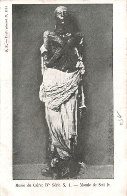 EGYPT CAIRO Real Photo Postcard Mummy Egyptology 1905s of Pharaoh Seti ...