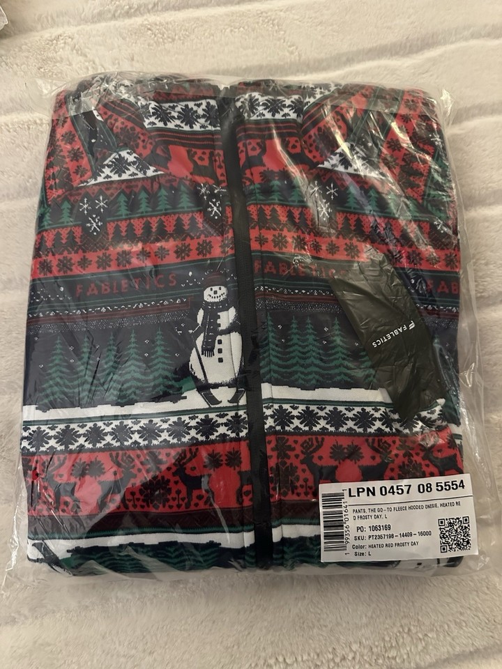 Fabletics One Piece Flannel Unisex Christmas Pajamas S/ L Hooded ...