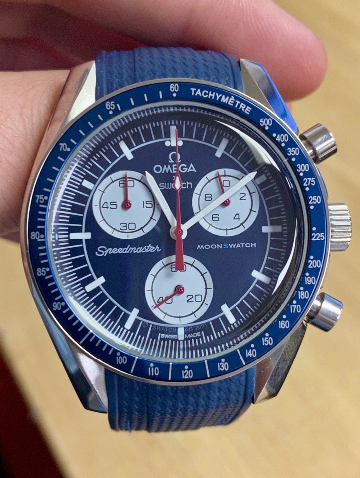 Mission On Earth Moonswatch - Steel Case - Blue Strap | eBay UK