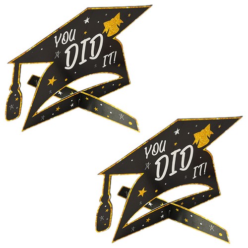 2 Pcs Desktop Adornment Paper Graduation Prop Table Decorations Cap ...