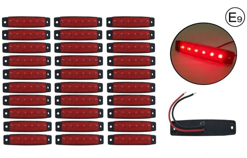 30x6 LED 24V Seitenmarkierungsleuchten LKW Begrenzungsleuchten Rot E9 ...