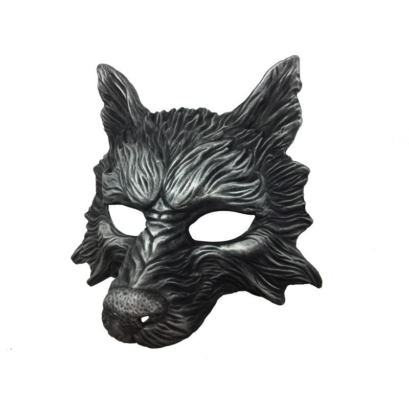 ADULT MASQUERADE WOLF HALF MASK WEREWOLF DEVIL DEMON COSTUME BURNING ...