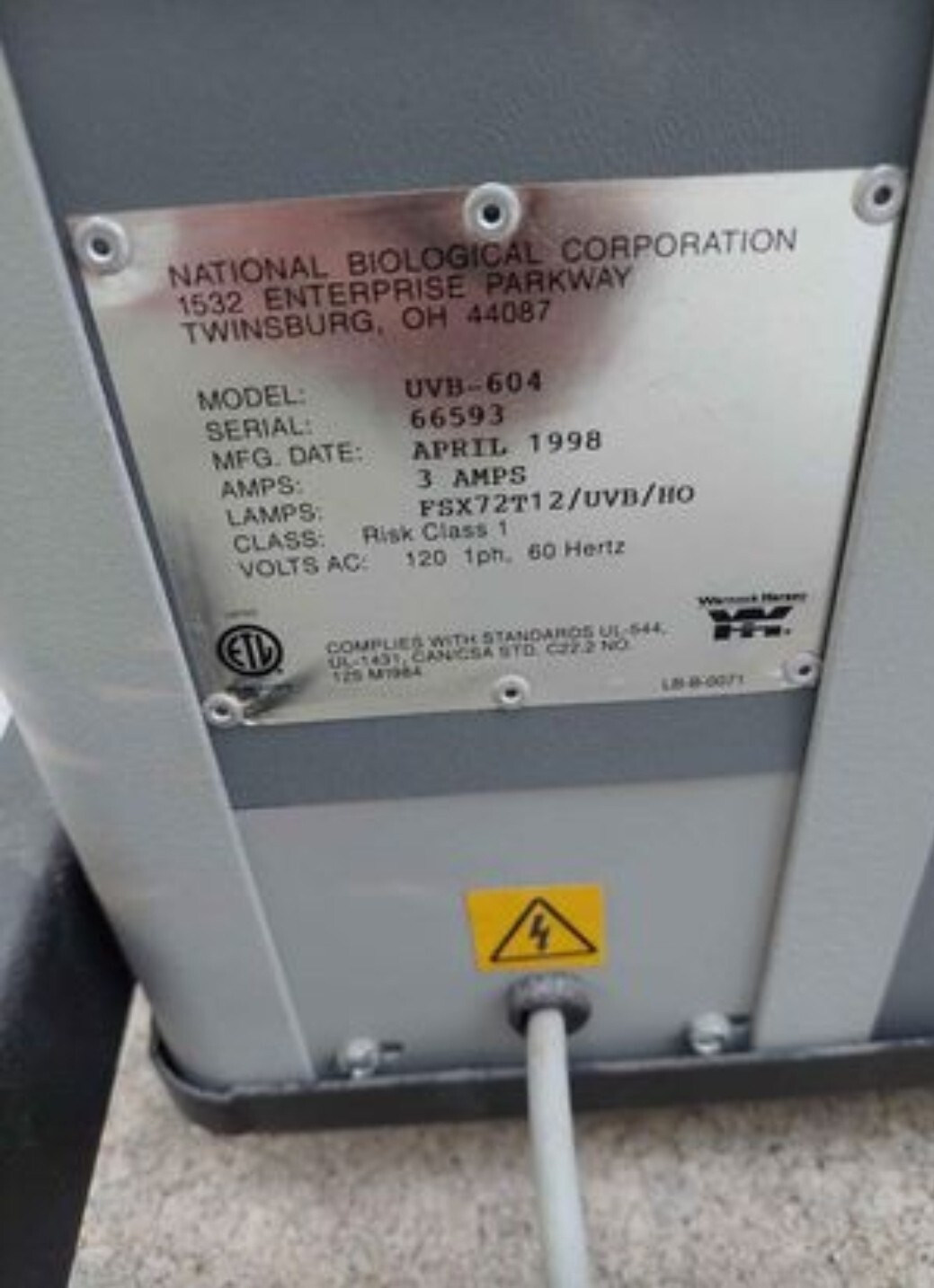 National Biological Co Panasol II Phototherapy Clinical UVB 404 Device ...