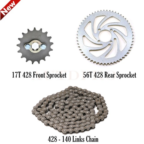 428 140L Chain + 428 17T Front 56T Rear Sprocket 125cc - 200cc Go Cart ...