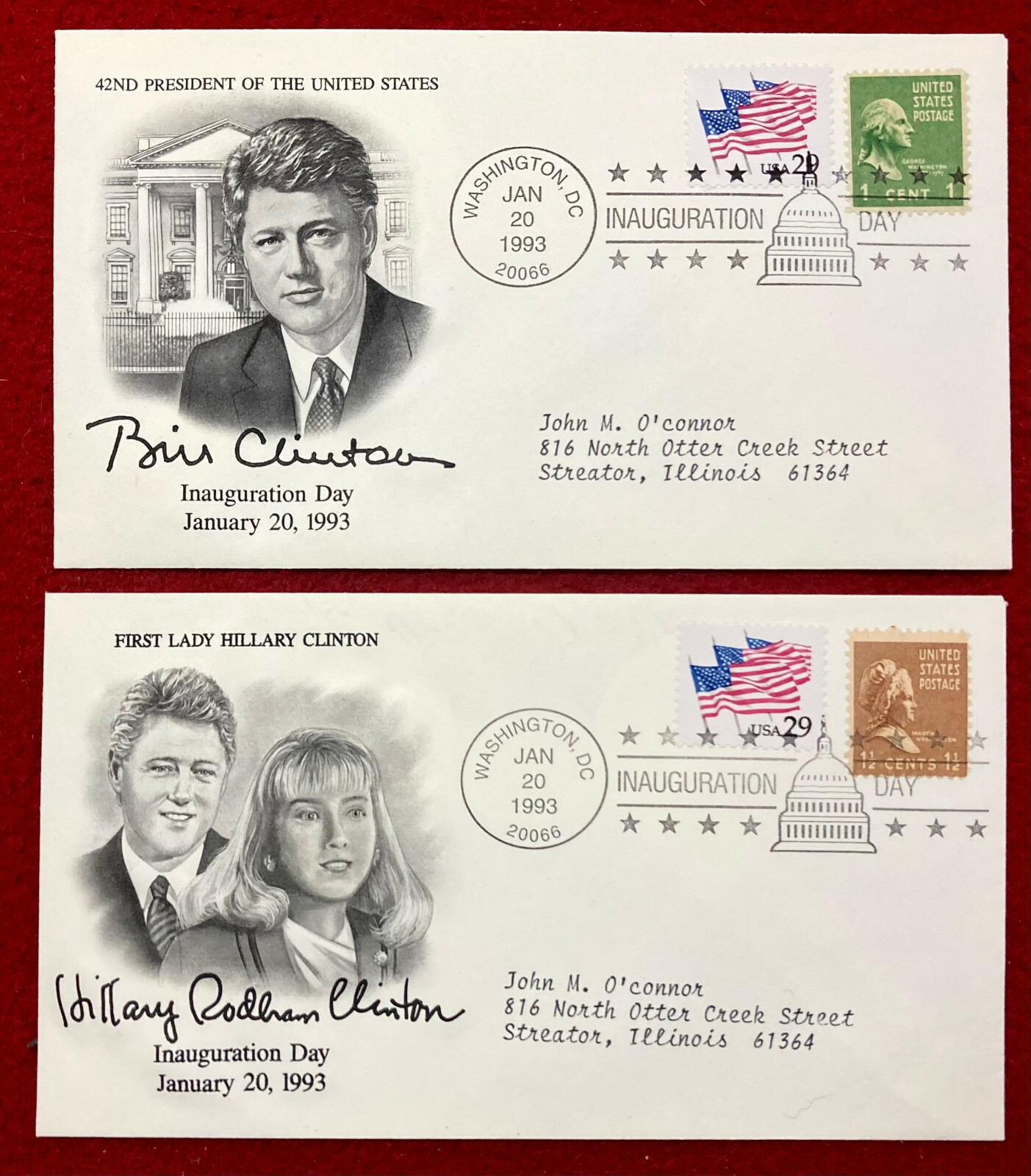 1993 Bill & Hillary Clinton Presidential Inaugural 1st-Day Postage ...