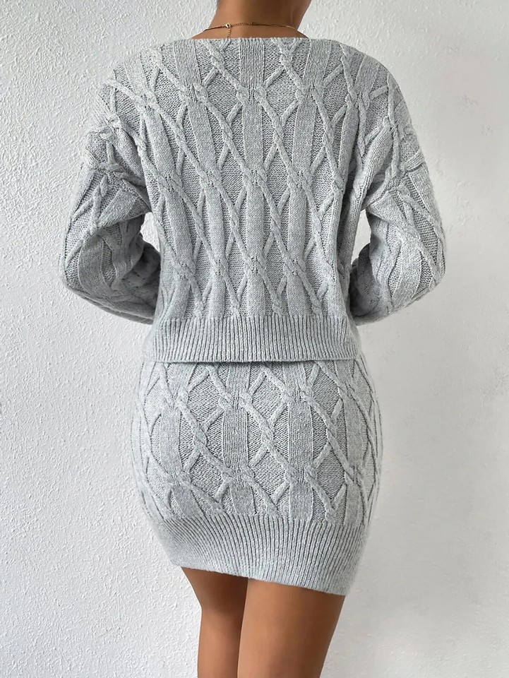 Cable Knit Drop Shoulder Cardigan & Sweater Dress. Code/407 | eBay