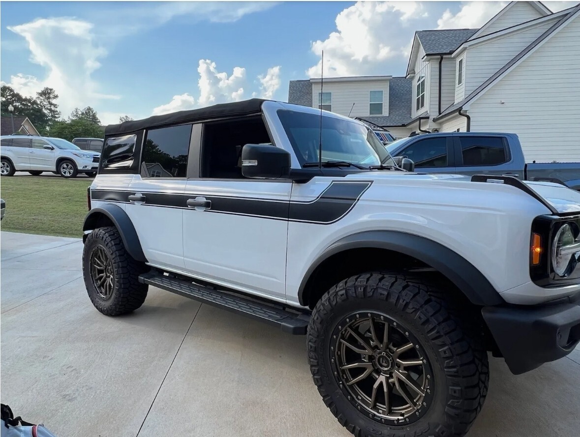 2021+ FOR FORD BRONCO Retro side stripe decal graphic MATTE BLACK 3M ...