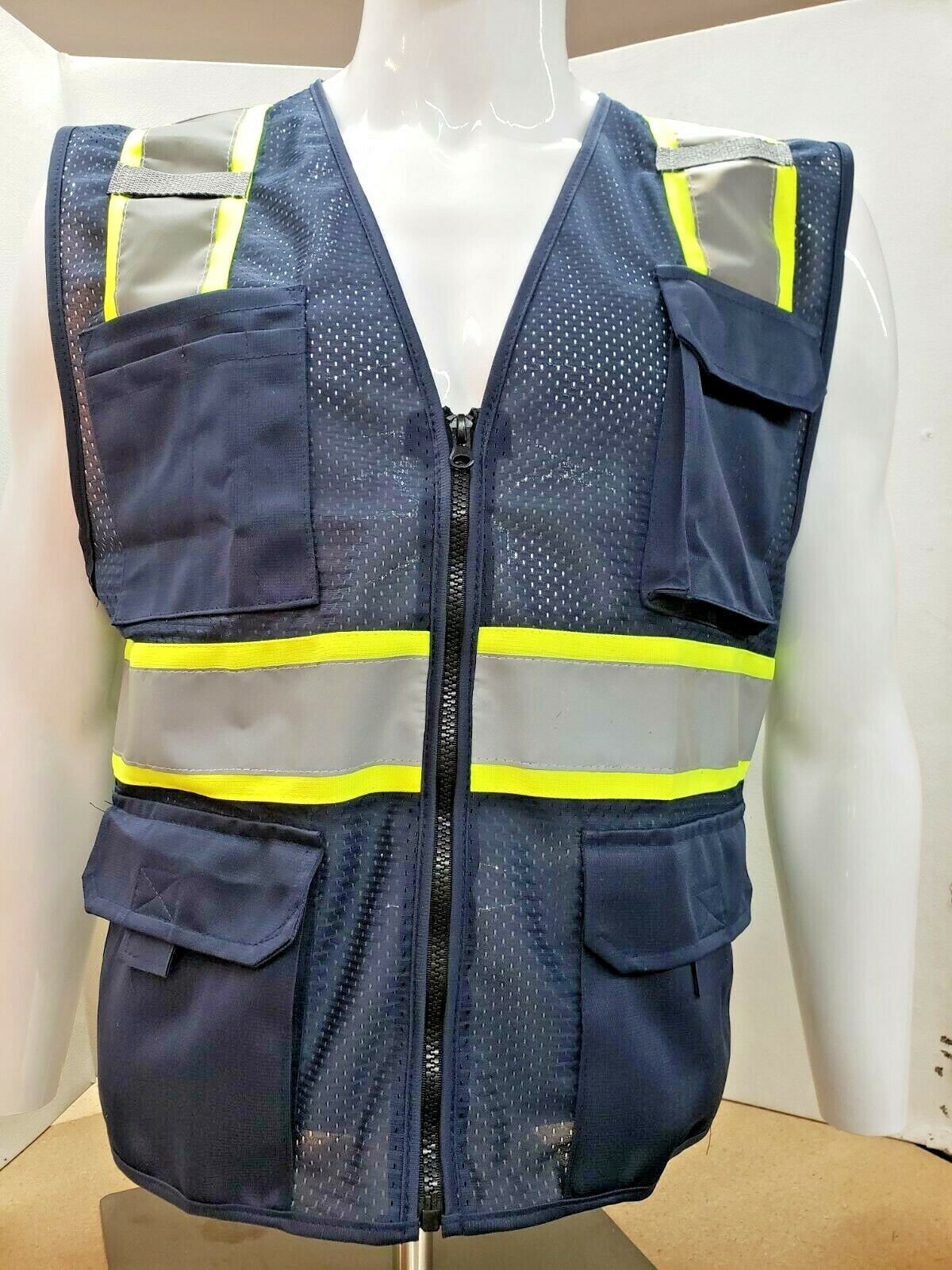 NAVY BLUE High Visibility Reflective Safety Vest (X-Small-3-XL) | eBay