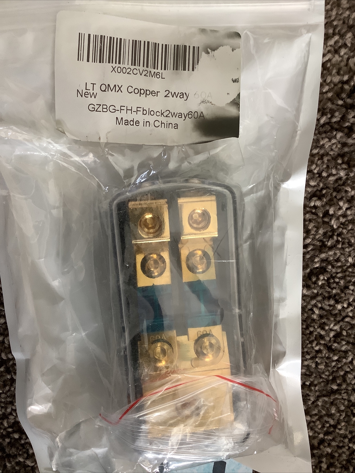 LT QMX Copper 2 Way Distribution Block 60A GZBG-FH-Fblock2way60A for ...