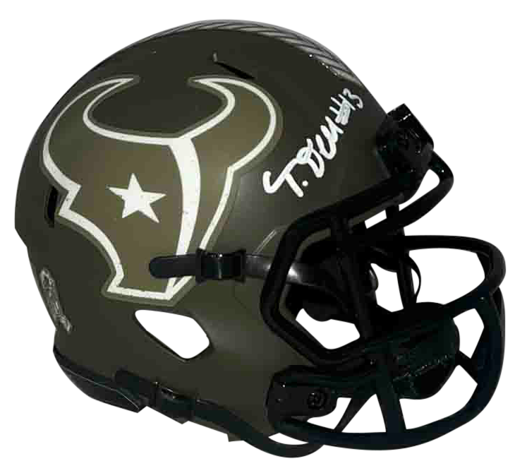 TANK DELL AUTOGRAPHED HOUSTON TEXANS SALUTE TO SERVICE MINI HELMET ...