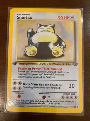 1st Edition Snorlax Holo Foil 11/64 Base Jungle Set Rare Pokemon Card ...