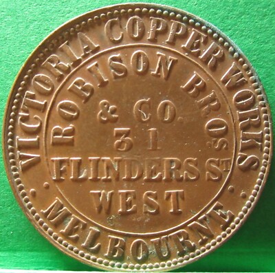 Rare 1862 Robison Bros Australia Penny Token #JW2403-03 R451 A462 ...