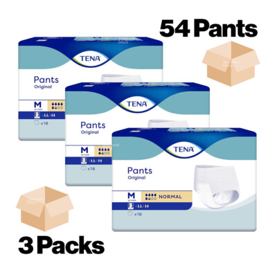 Tena Pants Normal Original Medium Adult Nappies 3 Packs of 18 ...