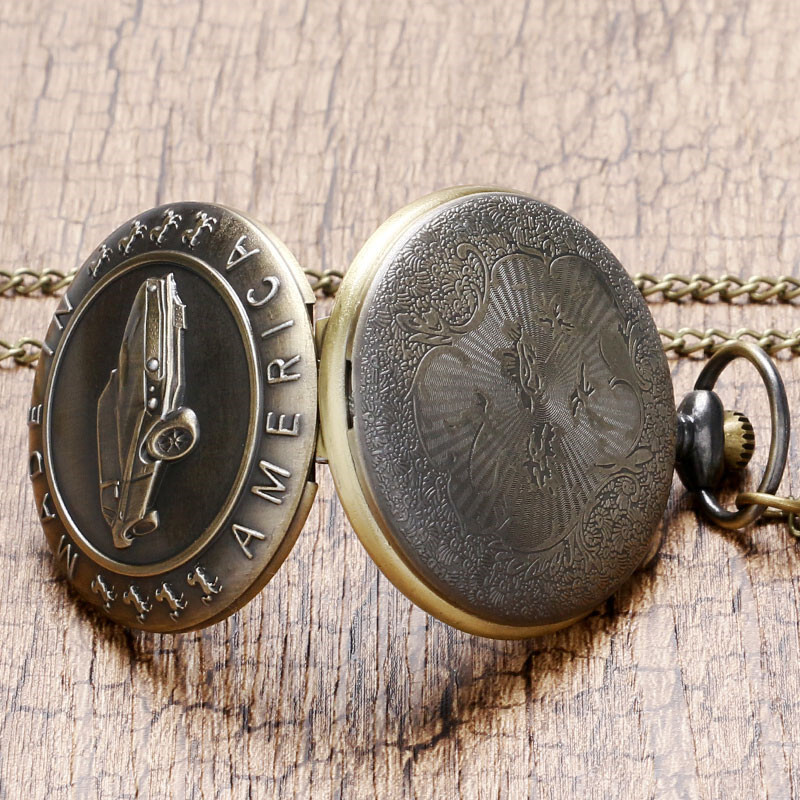 Vintage Style Car Design Pocket Watch for Men Women Quartz Necklace ...