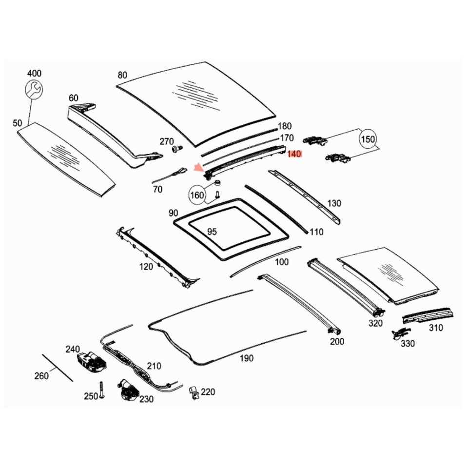 2537803900/4000 Panoramic Sunroof Tracks Kit for MB GLC 16-22 | eBay
