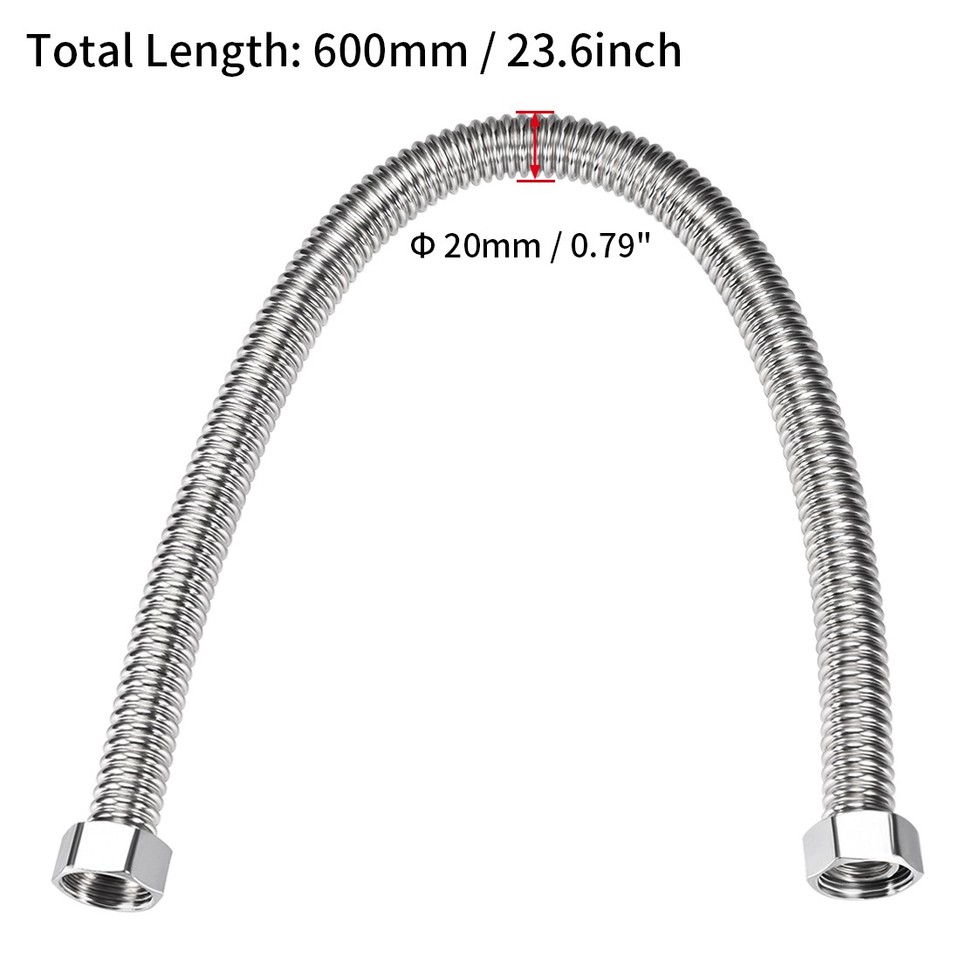 Corrugated Stainless Steel Water Line 23.6inch Long G3/4 Female ...