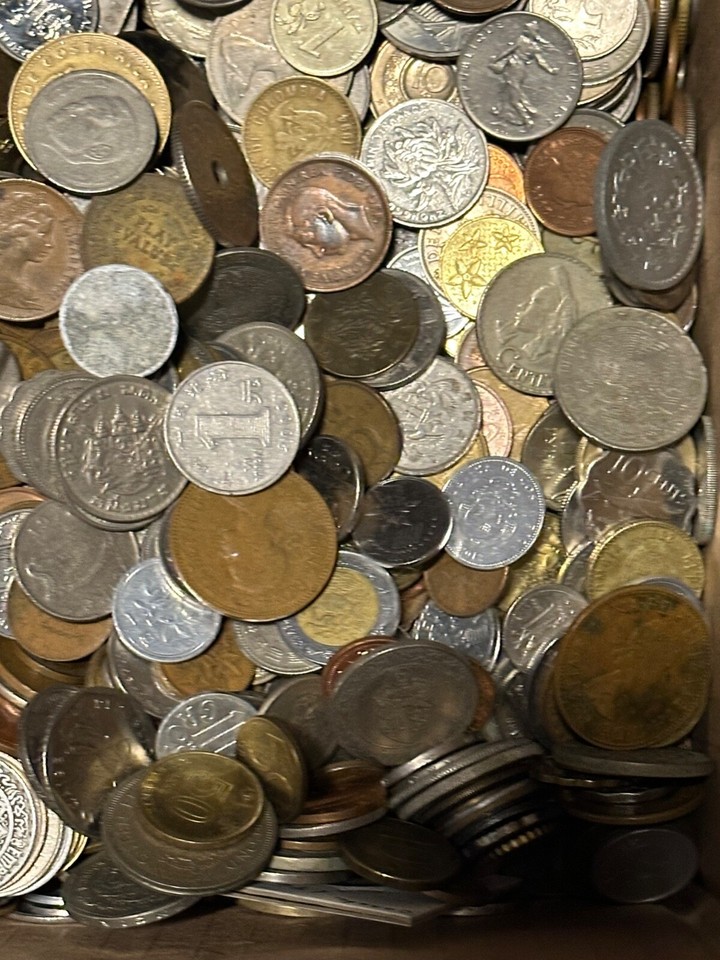 1+ Lbs BULK LOT INTERNATIONAL WORLD 85-105 Coins Based On Weight Free ...